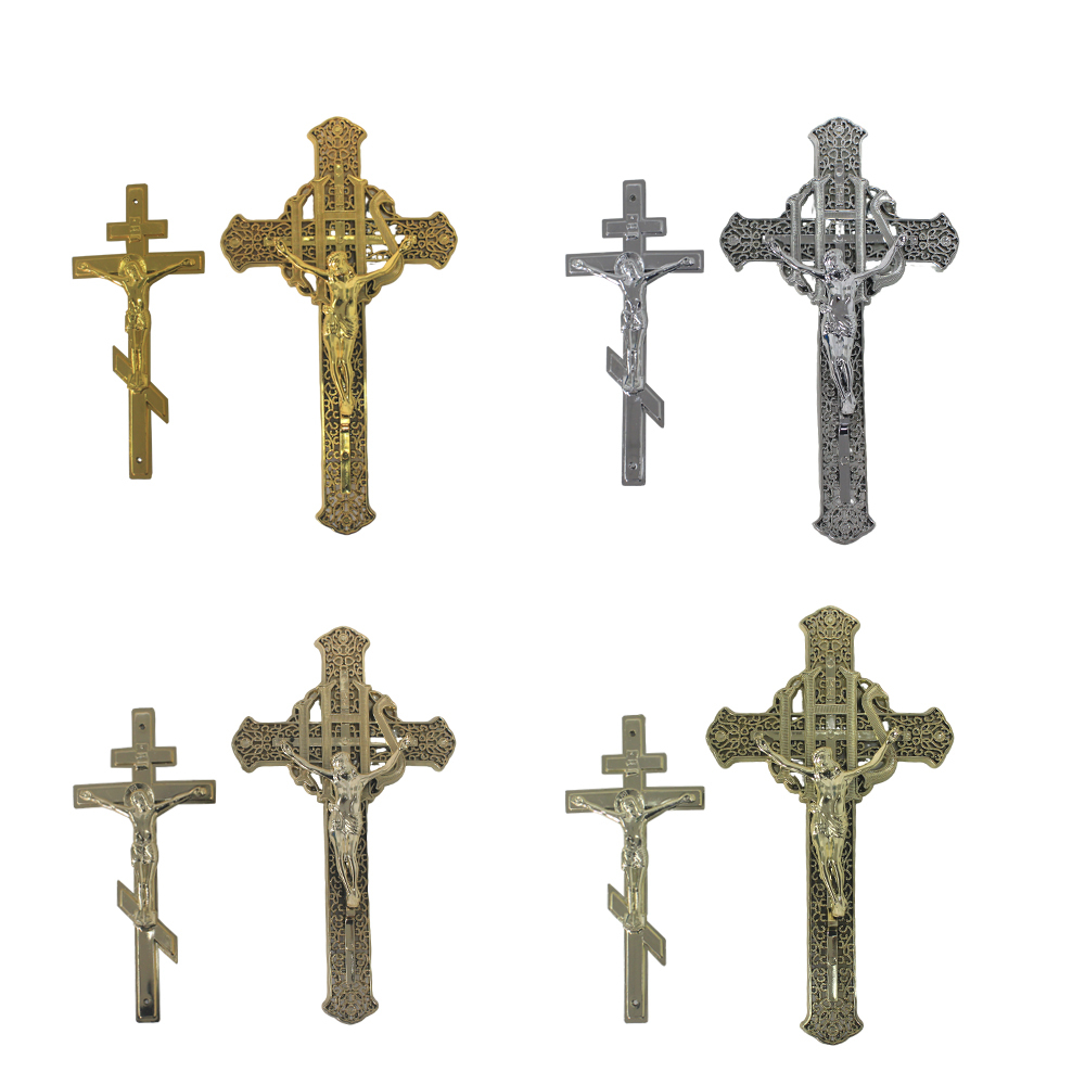 Quality Jesus 4# Casket Cross PP Material Coffin Cross Crucifix Gold Color for sale
