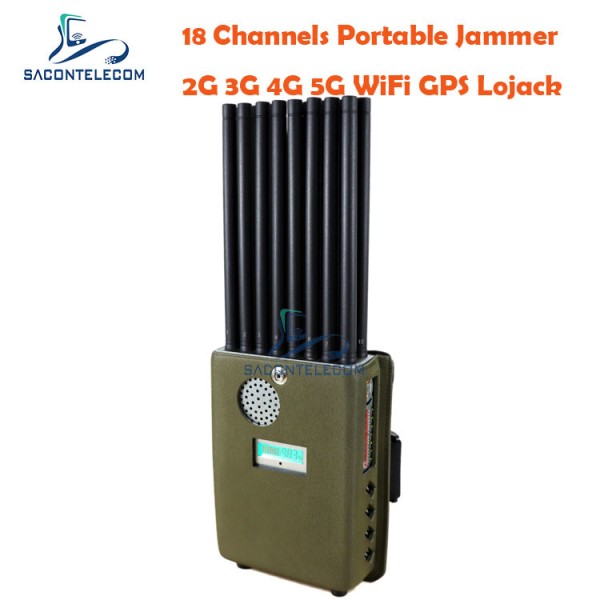 Quality DC12V 16w Cell Phone Signal Jammer 4G 5G VHF UHF Handheld Signal Blocker for sale