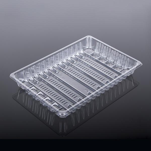 Quality FDA Clear Rectangle 24*16.5*3cm Plastic PET Tray for sale