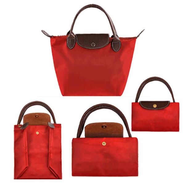Quality Fashion Foldable Ladies Tote Bags Red Polyester Handbags Promotional for sale