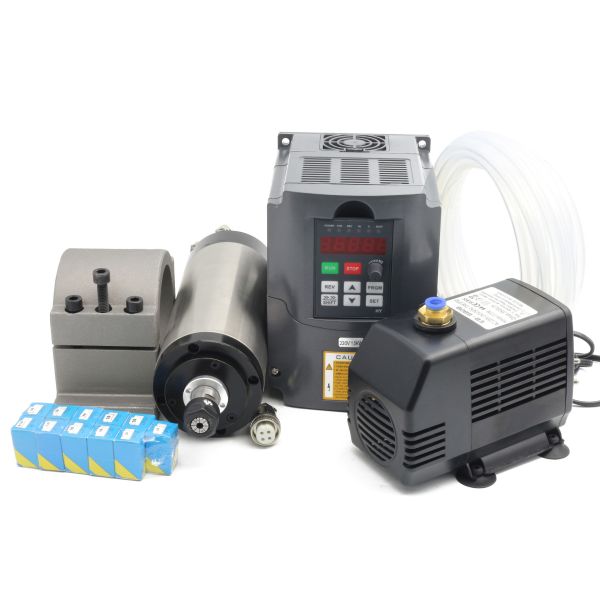 Quality 1.5KW Water Cooled CNC Spindle Motor ER16 with HY VFD Inverter 80mm Spindle Clamp for sale