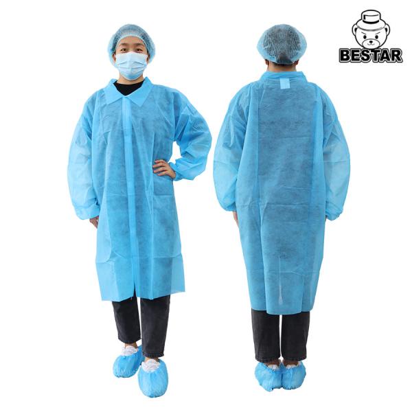 Quality Breathable Plus Size Disposable Lab Coat SPP 35g/M2 For Hygiene Industry for sale