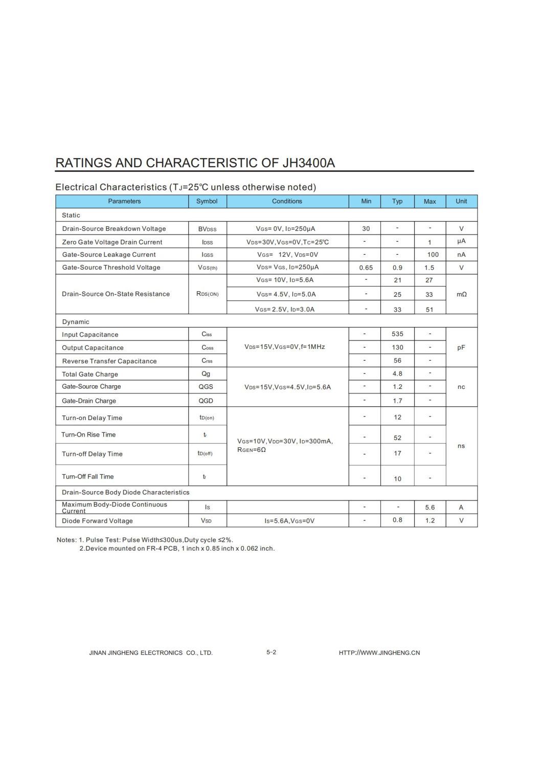 N-Channel MOSFETs JH3400A With SOT-23 Package