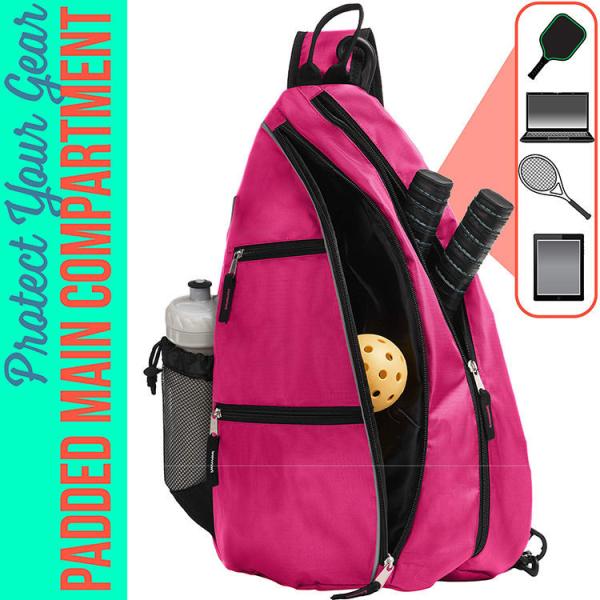 Quality Unisex Tennis Racket Bag Multi Pocket Polyester Black Crossbody Bag for sale