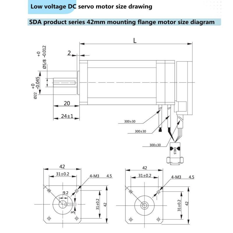 100W 3000rpm Low Voltage DC Servo Motor Stepping Micro Motor