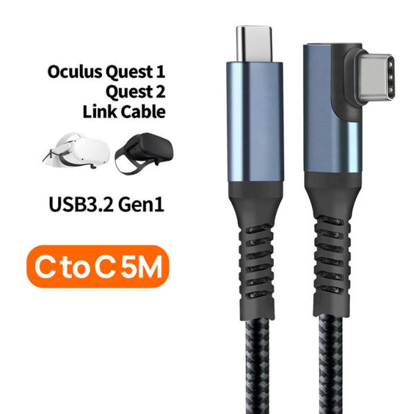 Quality Right Angle USB 3.2 Gen 1 Type C To USB C Cable 5A Thunderbolt 1m 3m 5m 16ft for sale