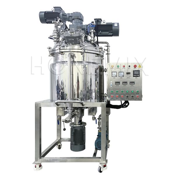 Quality Cream Vacuum Emulsifier Mixer Machine Bidirectional Mixing Horizontal Motor for sale