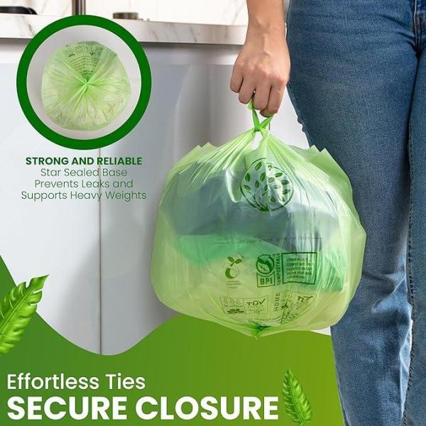 Quality Eco-Friendly Boxed Compostable Tie handle Trash Bags for sale