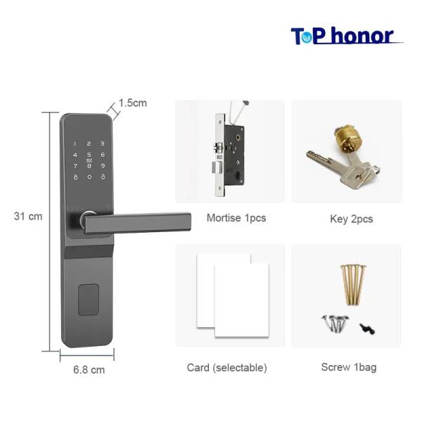 Quality Hotel Smart TTLock Digital Door Lock Smartphone Remote Access Code Card Key for sale