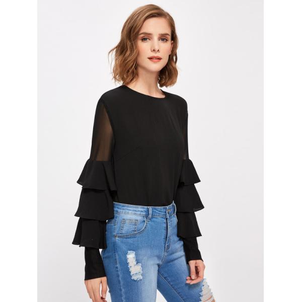 Quality Guangzhou Clothing Factory Office Bell Sleeve Lady Blouse for sale