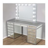 Quality Bedroom Wood Hollywood Mirror And Vanity Dressing Table With Lights for sale