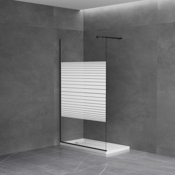 Quality Rectangular Black Walk-in Shower Enclosure with White Printed Tempered Glass 6-8mm for sale