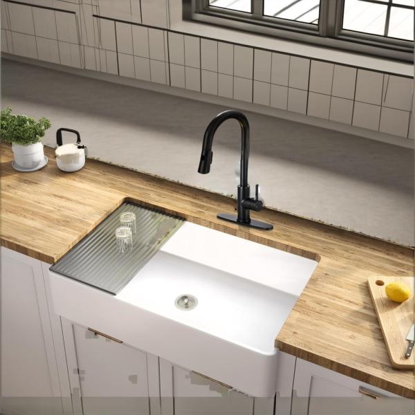 Quality Matte Black Kitchen Faucet with Pull-Down Sprayer and Contemporary Style Brass for sale