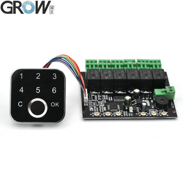 Quality GROW K219-B+G16 DC12V Admin/User Password Fingerprint Control Board With 6 Relays For Door Access Control System for sale