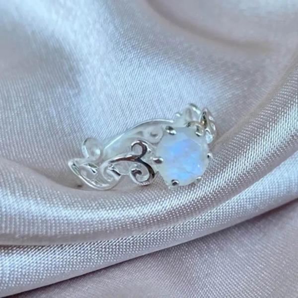 Quality 925 Sterling Silver Vine Manufacturer Round Cut Rainbow Moonstone Engagement for sale