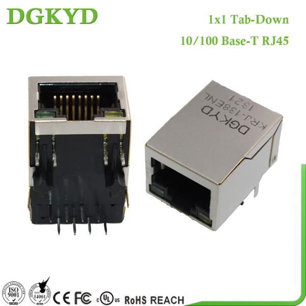 Quality Single Port Tab Up 100 BASE Magnetic RJ45 Jack Module With LEDS for sale