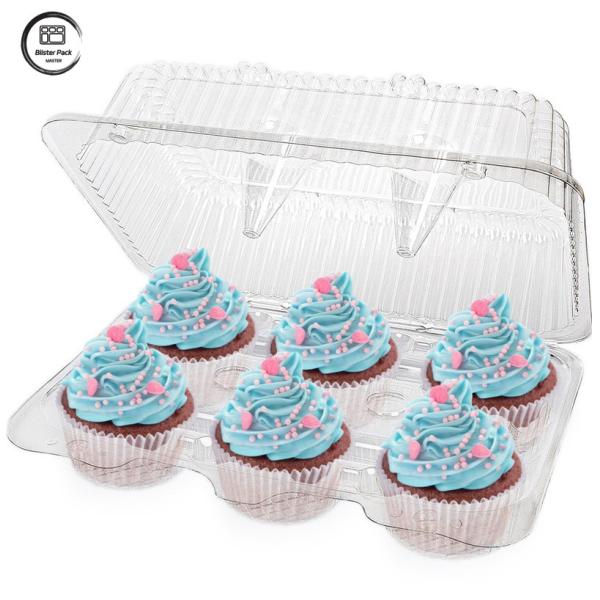 Quality Clear PET Cupcake Clamshell Containers Custom Secure & Desserts Transparent Cake for sale