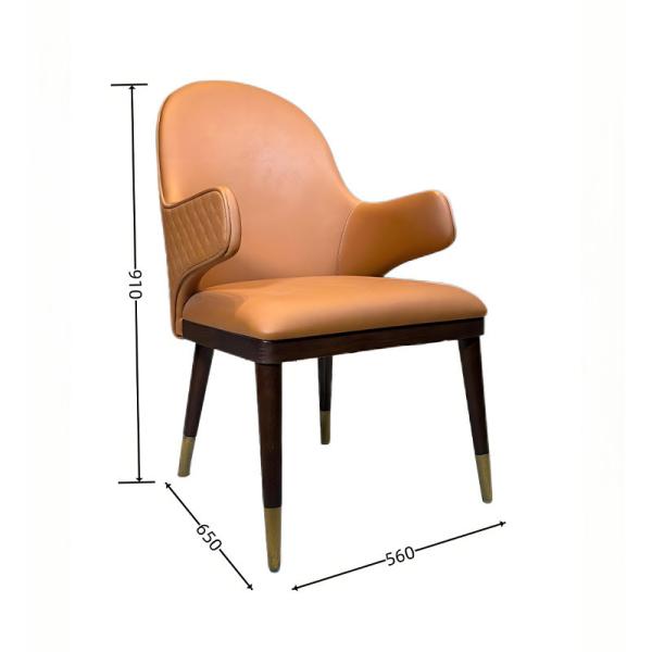 Quality Customized brown Dining Chairs PU Leather Hotel Furniture Medium Back for sale
