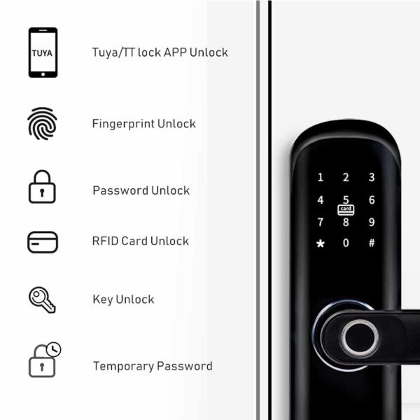 Quality Biometric Fingerprint Keypad Keyless Door Lock Smart Home Tuya APP Wifi for sale