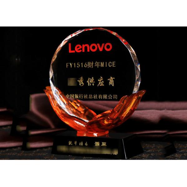 Quality Annual Meeting Colored Glaze Trophy Cup With Round Crystal In Hand Design for sale