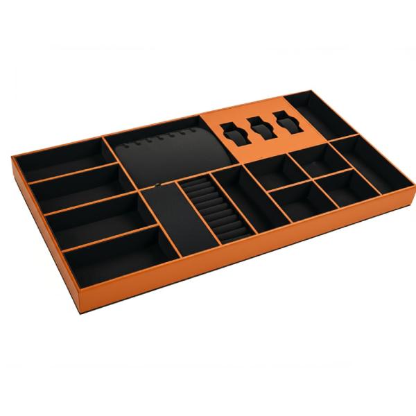 Quality Luxury Wardrobe Drawer Jewelry Organizer Tray YG-H024 - Modular MDF & Leather Insert for Rings, Necklaces & Watches for sale