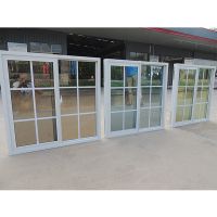 Quality Stained Glass UPVC Sliding Window And Door With Plastic Grill for sale