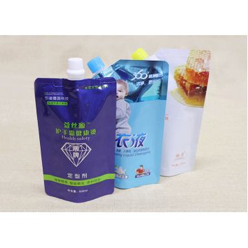 Quality Customize Handle Plastic Doypack Liquid Nozzle Spout Bags For Laundry Detergent for sale