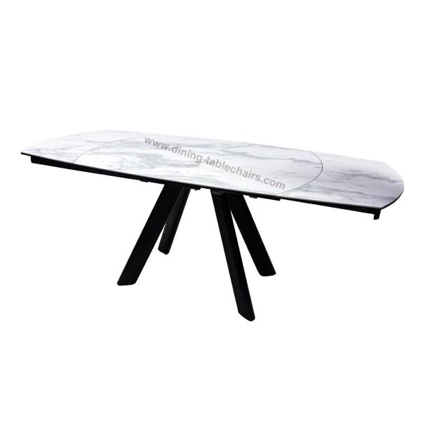 Quality 1.9 Meter Ceramic Top Dining Table , Horsebelly Glass Extension Dining Table for sale
