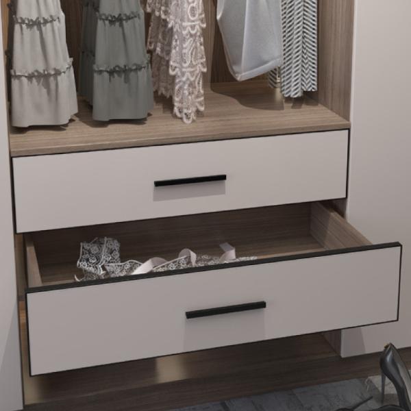 Quality Modern Beige Drawer Front Panel With Black Handle Custom Sizes Cabinet Drawer for sale