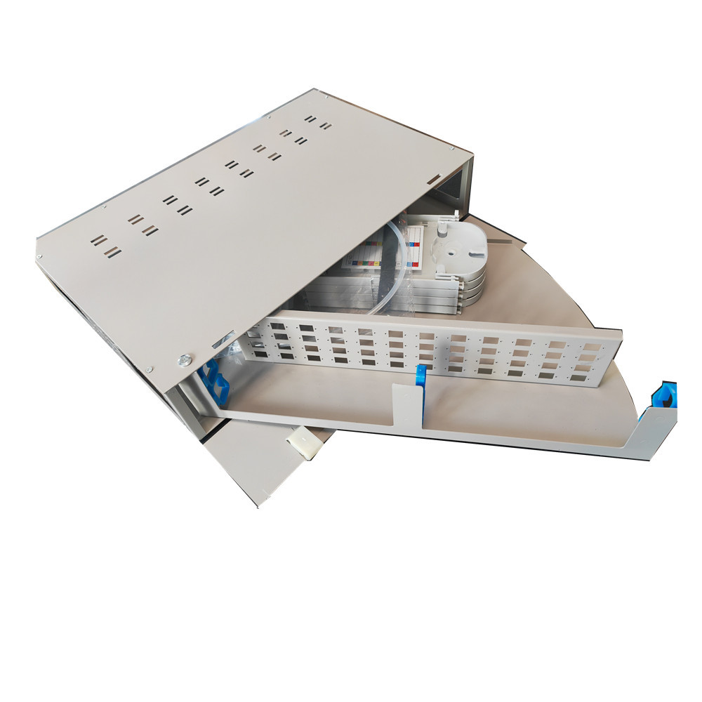 Quality Grey 48 Port Patch Panel 2U SC Fiber Optic Distribution Box Rotation Type for sale