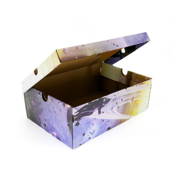 Quality Purple Color Print Empty Corrugated Cardboard Shoe Display Box Luxury Foldable for sale