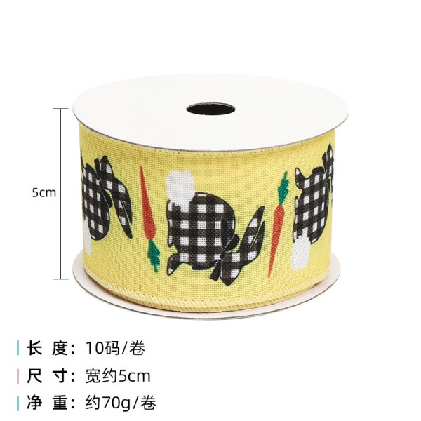 Quality Egg And Rabbit Easter Wired Ribbon 50mm 5cm Easter Bunny Ribbon for sale