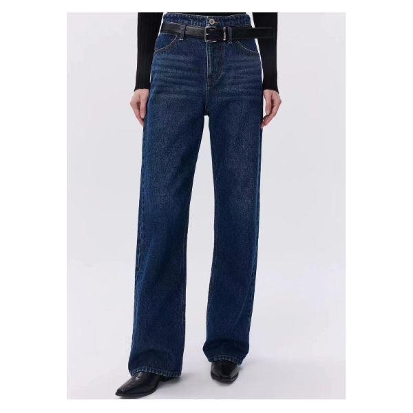 Quality High-waisted straight-leg denim trousers. for sale