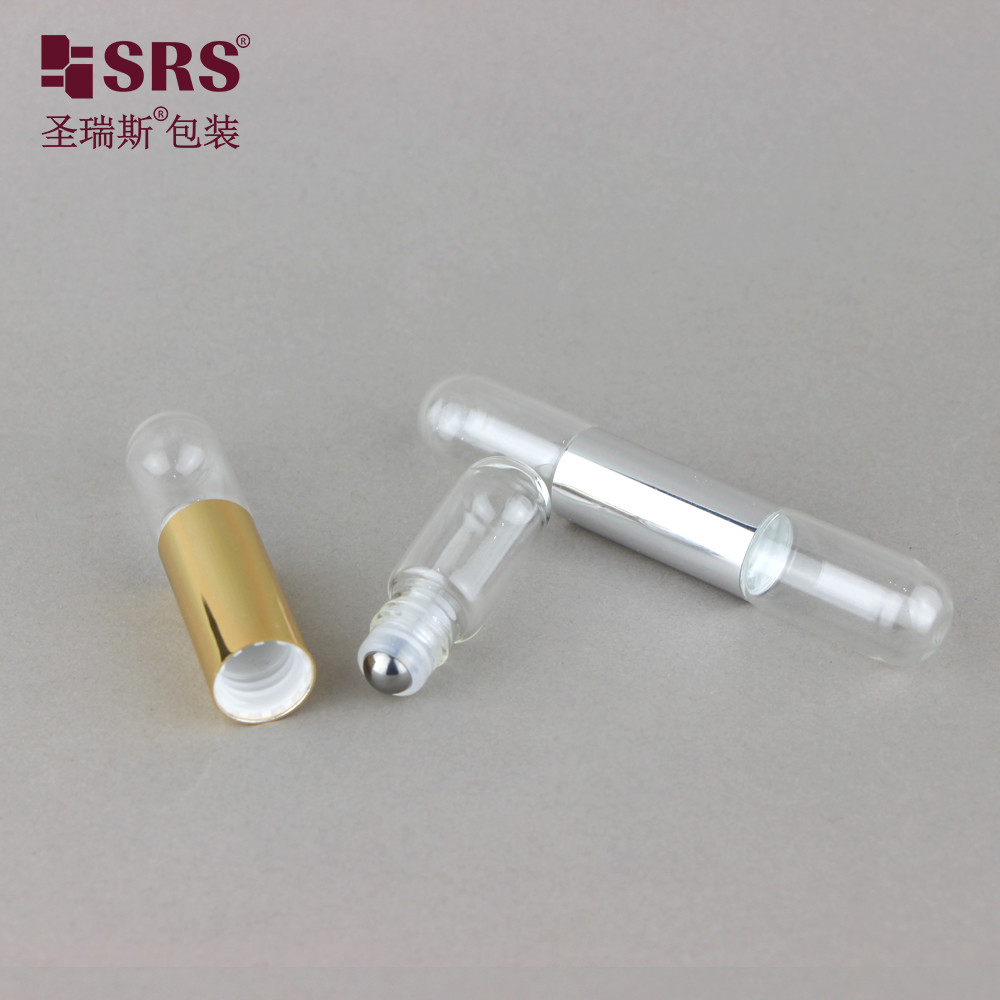 Quality SGB2-3ml+3ml Clear Round Bottom Tube Vial Glass Roll On Nail Oil Bottle for sale