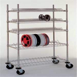 Quality Chrome Plated Smt Reel Trolley Carbon Steel Esd Pcb Magazine Rack for sale