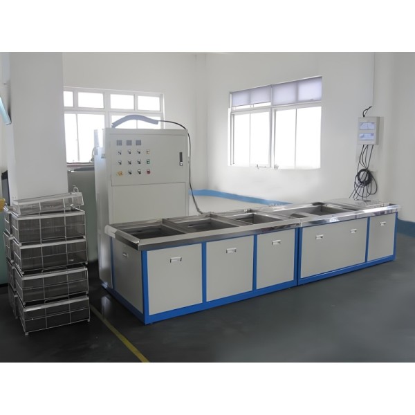 Quality Semi Auto 6 Tanks Ultrasonic Cleaning Line 20kHz Automatic Ultrasonic Cleaner With Large Baskets Drying for sale