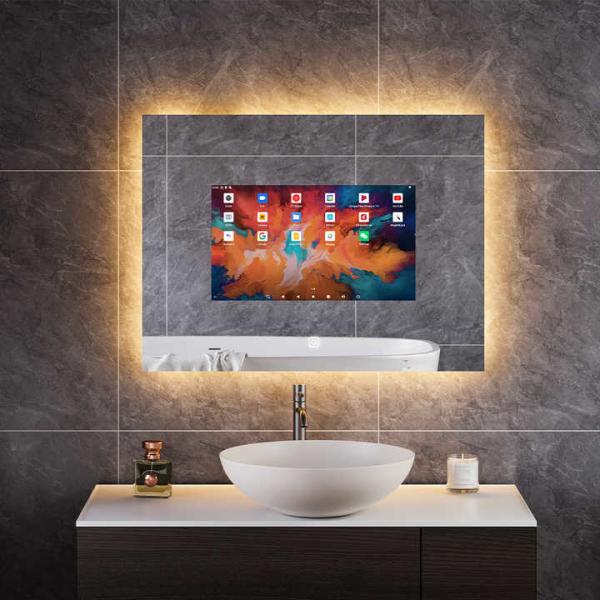 Quality Custom Size Magic Rectangle Shape Bathroom Cosmetic LED Light Mirror TV for sale