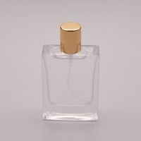 Quality 50ml Flat Glass Perfume Bottle With Small Gold Cap for sale