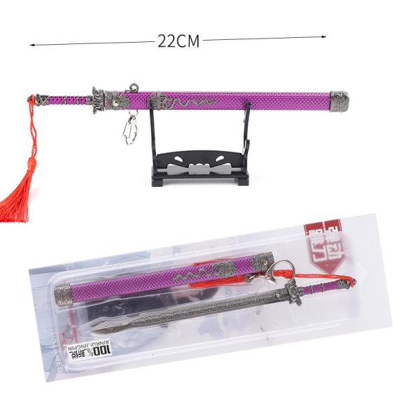Quality The Untamed Purple Anime Sword Keychains Automatic Eject Mini Katana for sale