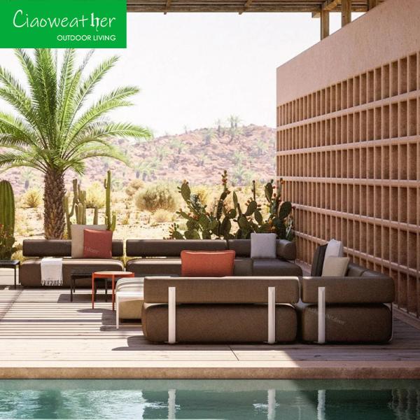 Quality Modern Luxury Hotel Poolside Garden Aluminum Frame Waterproof Outdoor Lounge Fabric for Villa Living Room for sale