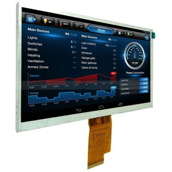 Quality 50pin RGB TFT LCD Display 7 Inch TFT LCD Module 1024x600 LCD For Home Automation for sale
