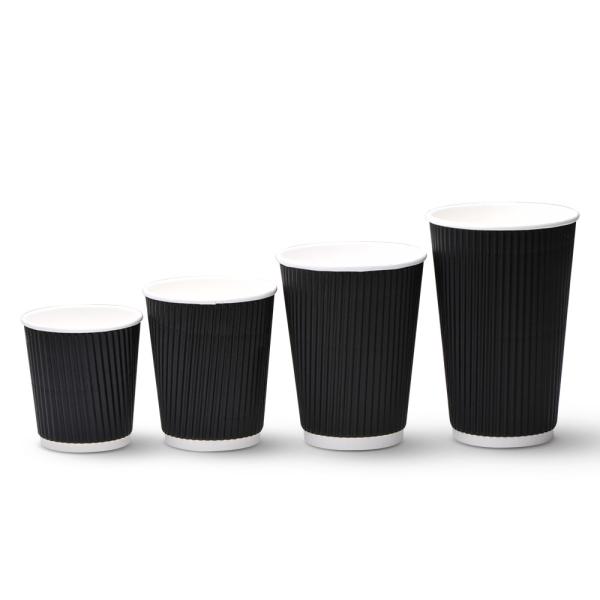 Quality 400ml PLA Sturdy Durable Corrugated Paper 12oz Ripple Cups With Lids for sale