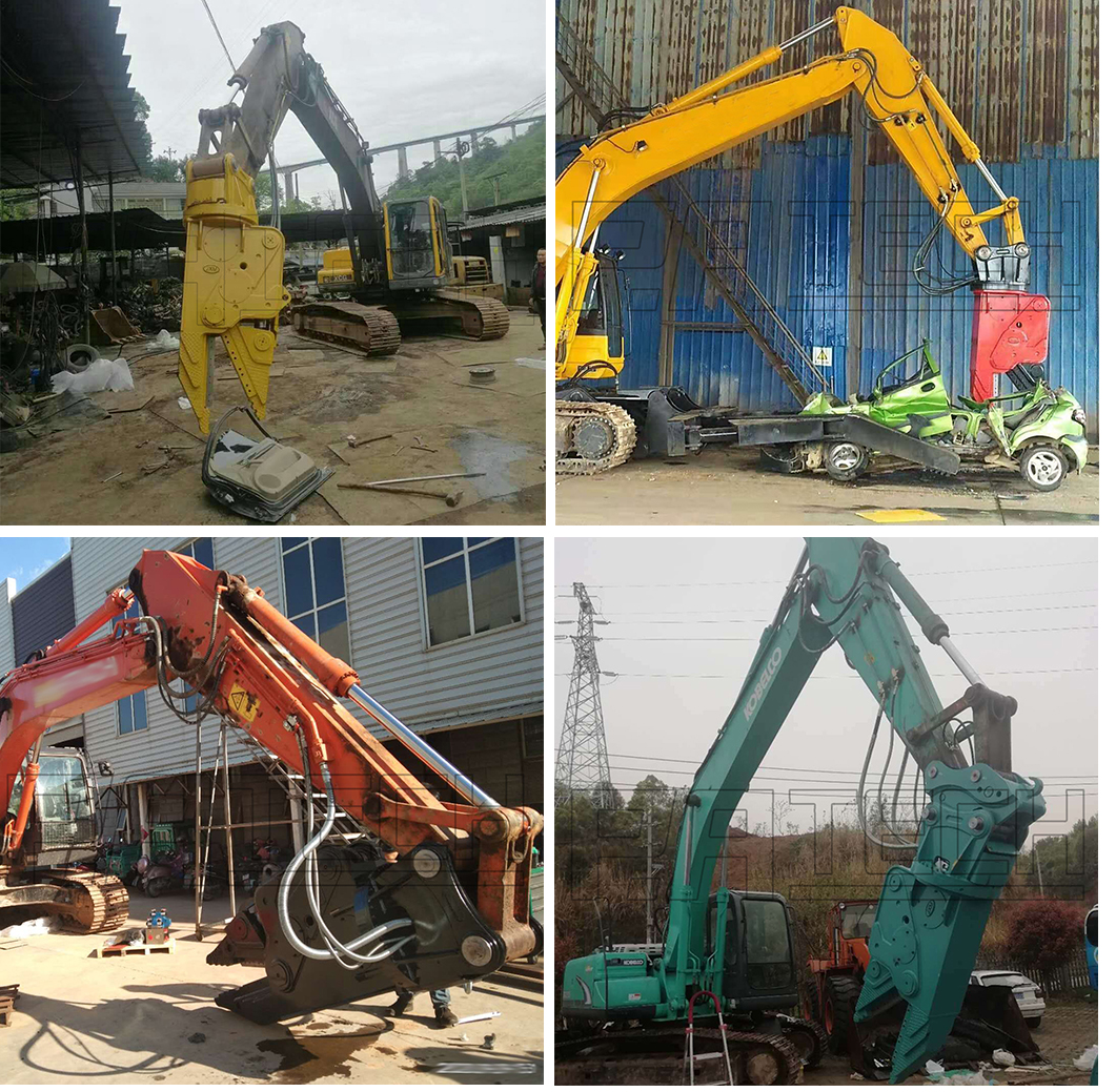 Demolition Shear on Mini Excavator, Hydraulic Steel Shear, Metal Scrap ...