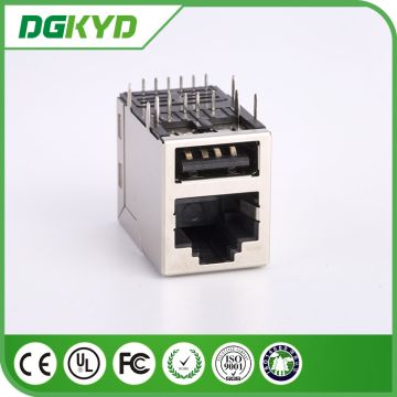 Quality Single port Integrated magnetic rj45 USB jack with 10/100base transformer for sale