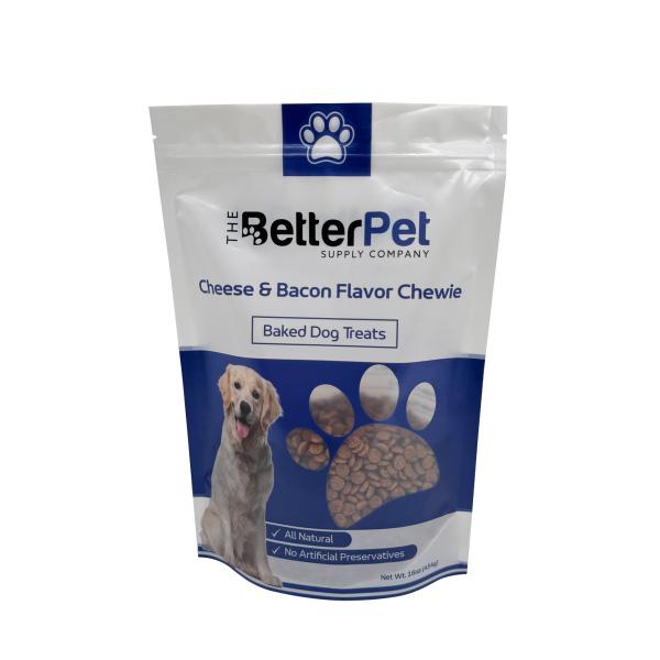 Quality 16oz Plastic Recyclable Dog Treats Custom Dog Food Bags With Zipper And Window for sale