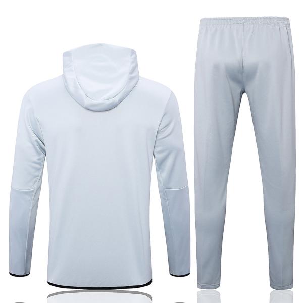 Quality Grey Football Training Tracksuit Long Drawstring Hooded for sale