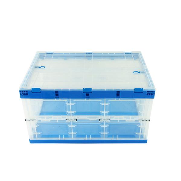 Quality 650*440 mm Series Plastic Collapsible Tote Boxes Attached Lids Stacking for sale