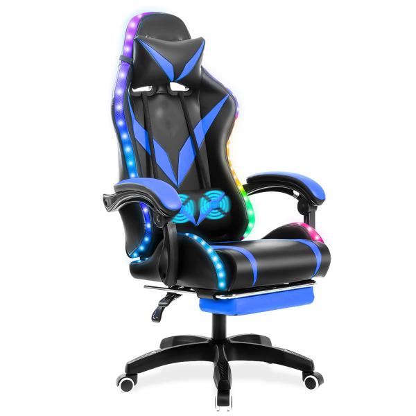 Quality Polyvinyl Chloride Frame Material RGB Gaming Chair with Massage and Led Lights Perfect for sale