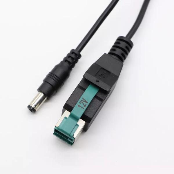 Quality 1.5m 2m PVC Black POS Machine Cable 12V Power USB To DC For POS Scanner for sale