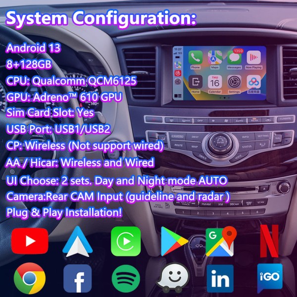 Quality Lsailt Android Navigation Carplay Interface for 2011-2016 Infiniti JX35 QX60 for sale